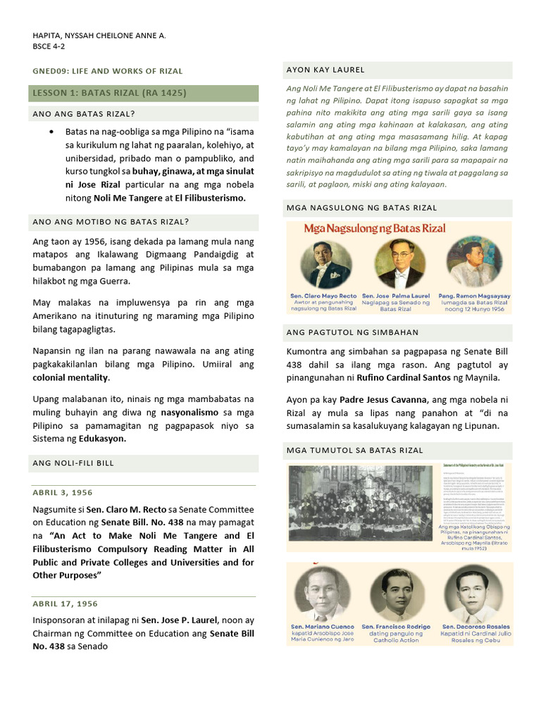 Lesson 1. Batas Rizal | PDF