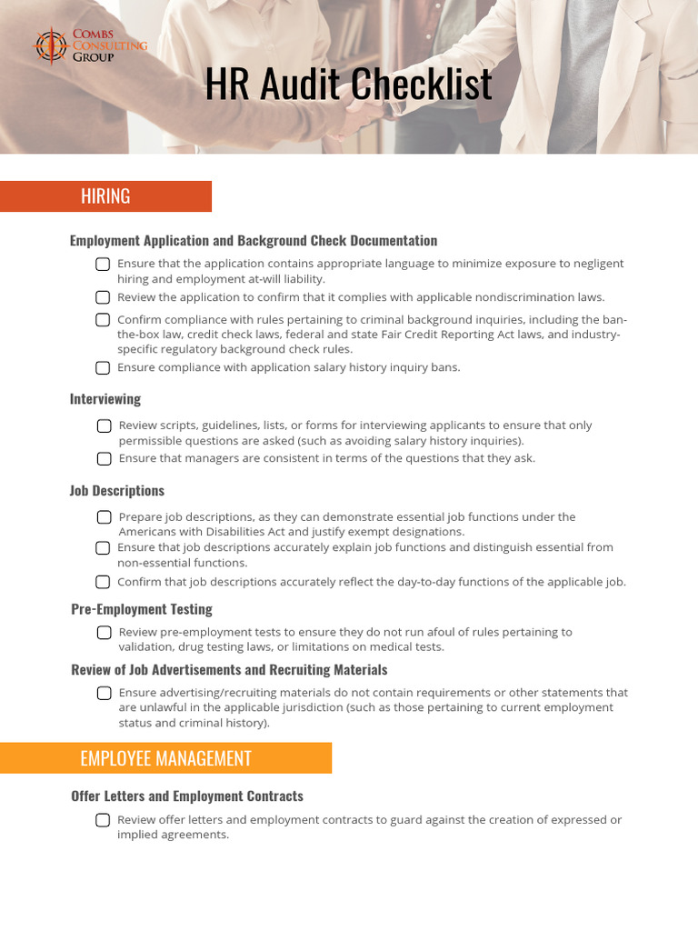 HR Audit Checklist | PDF | Employment | Background Check