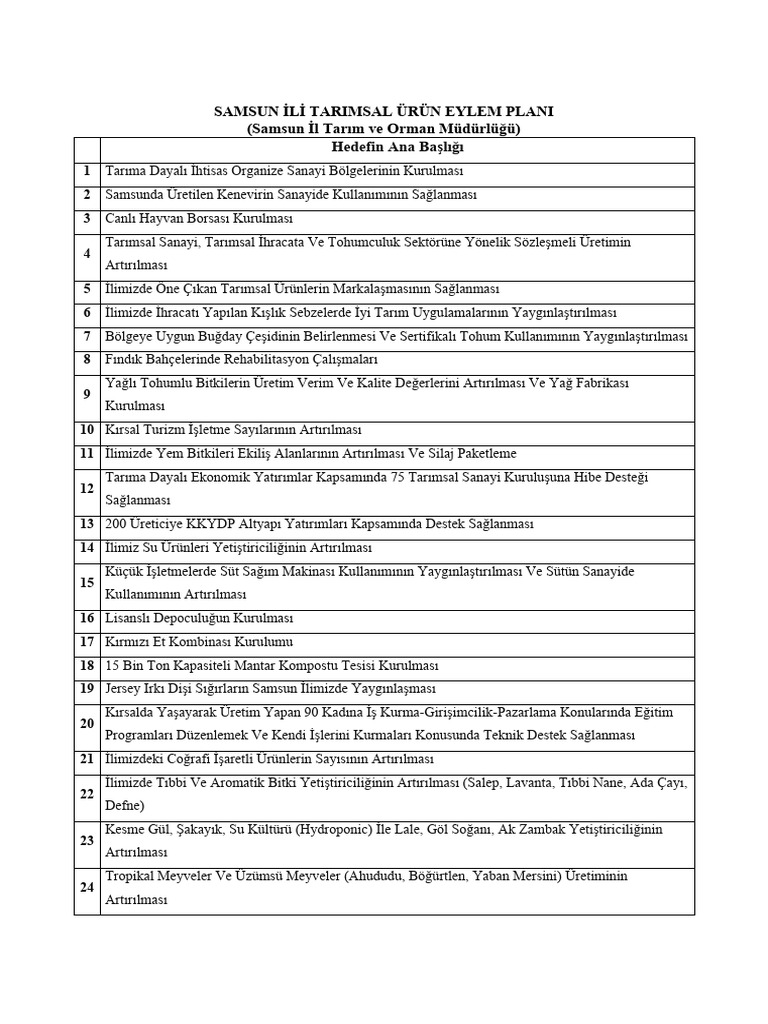 Samsun 55 Hedef Projeler | PDF