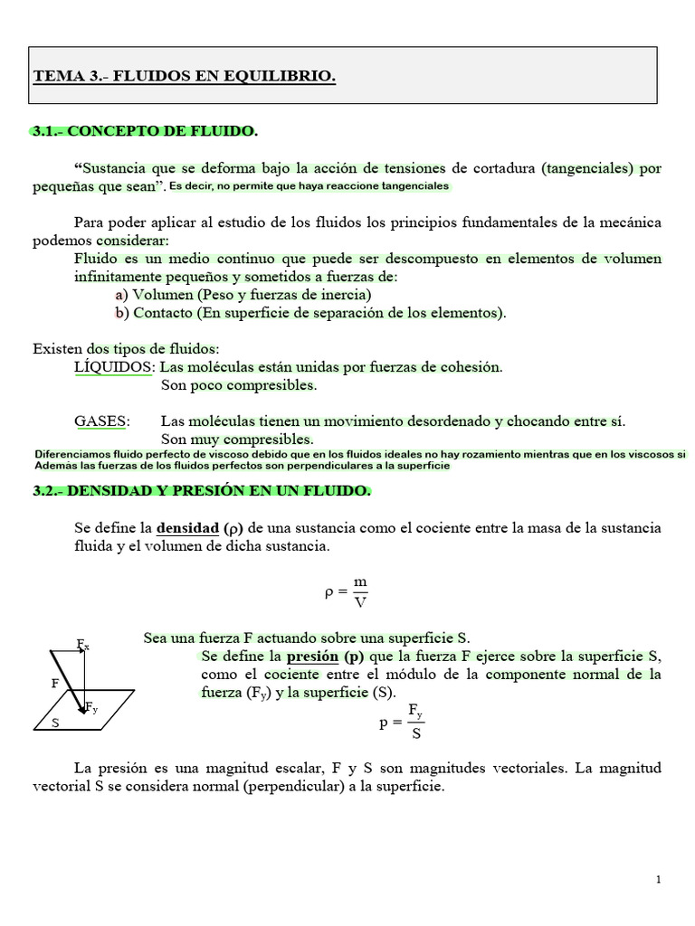 Resumen Estatica de Fluidos | Descargar gratis PDF | Presión | Fluido