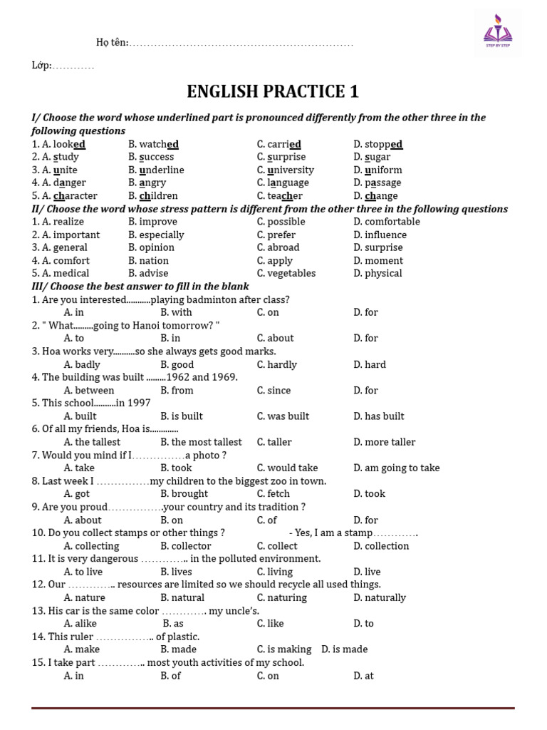 English Practice Test 1 | PDF