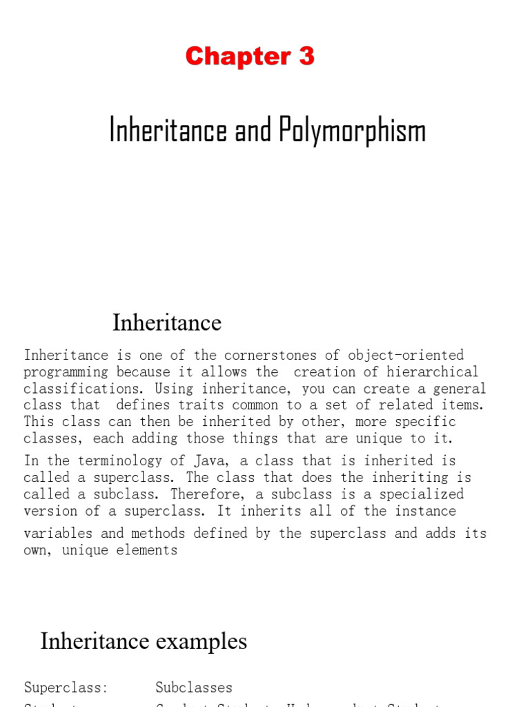 Chapter 3 Inheritance And Polymorphism Pdf Inheritance Object Oriented Programming 