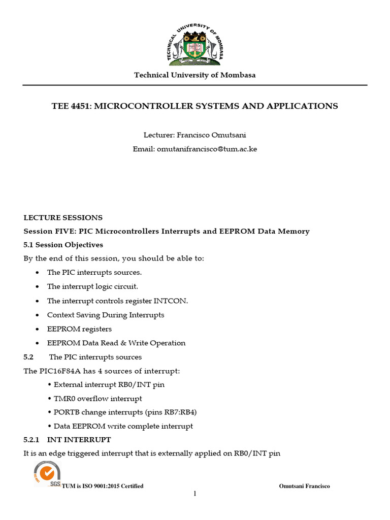 PIC Microcontroller Interrupts Guide | PDF | Microcontroller | Computer Memory