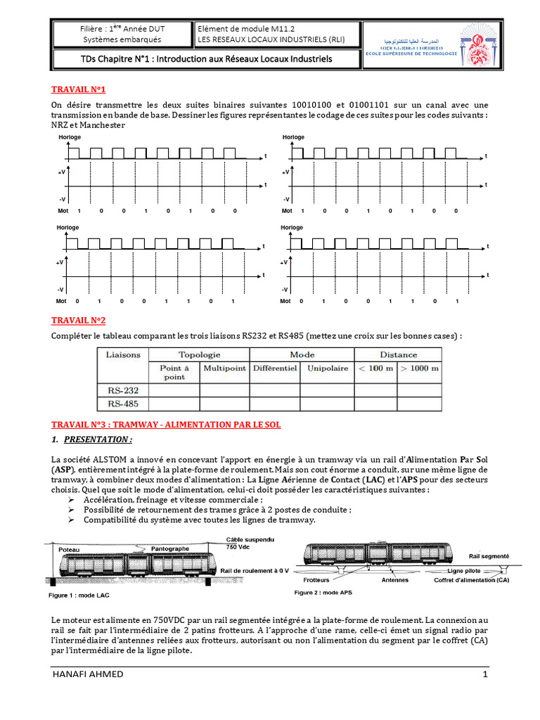 TDs Chapitre N°1 Introduction Aux RLI | PDF | Tramway | Électrotechnique