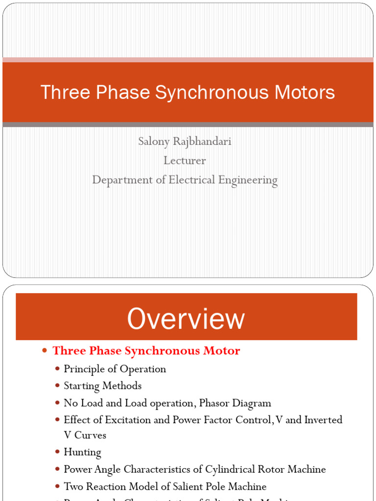 Three Phase Synchronous Motors | PDF | Electric Motor | Electrical Engineering