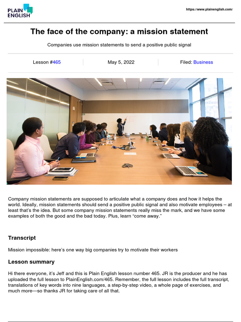 Good vs Bad Company Mission Statements | PDF