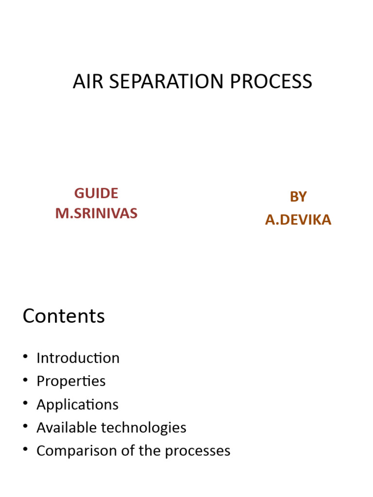 Air Separation | PDF | Nitrogen | Oxygen