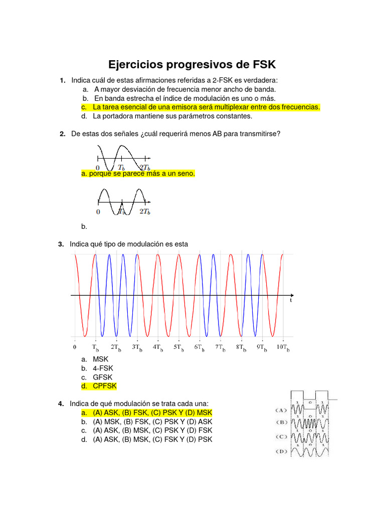 Ejercicios sobre modulación FSK y sus tipos | PDF | Modulación | Datos ...