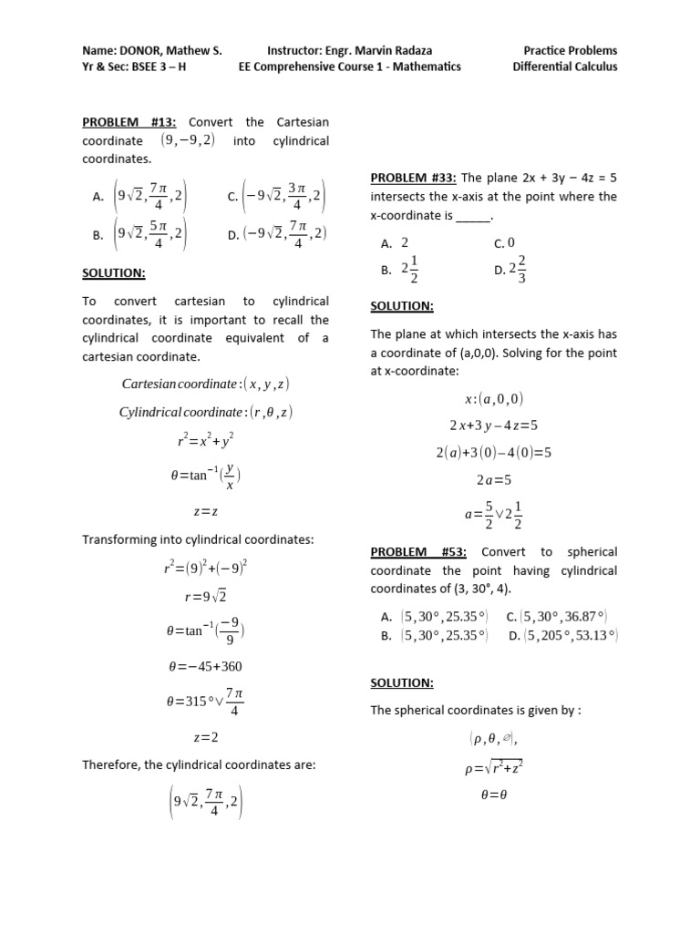 DONOR - M - Differential Calculus | PDF | Coordinate System | Curvature