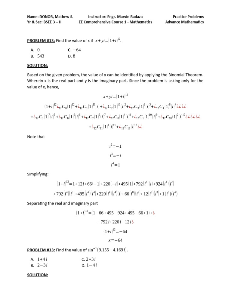 DONOR - M - Advance Mathematics | Download Free PDF | Logarithm | Function (Mathematics)