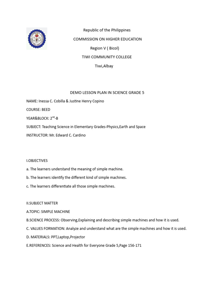 Science Grade5 Lp Pdf Gear Lever