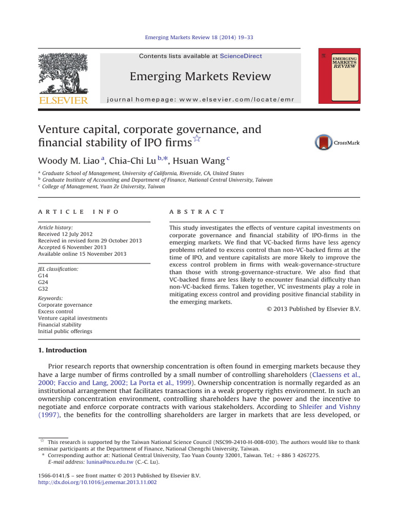 Venture Capital, Corporate Governance, and | Download Free PDF | Venture Capital | Corporate Finance
