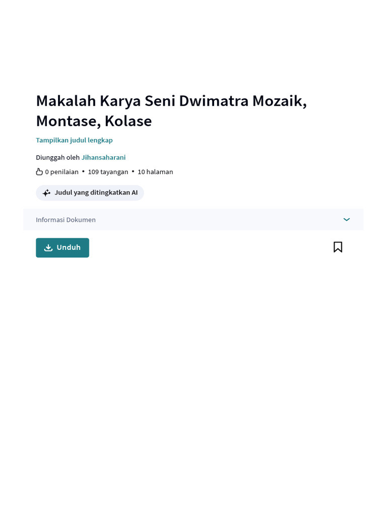 Makalah Karya Seni Dwimatra Mozaik, Montase, Kolase - PDF | PDF