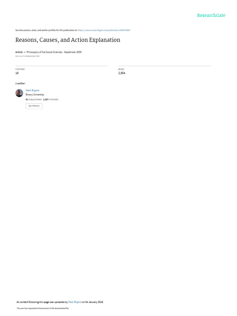 Reasons Causes and Action Explanation | PDF | Rationality | Reason