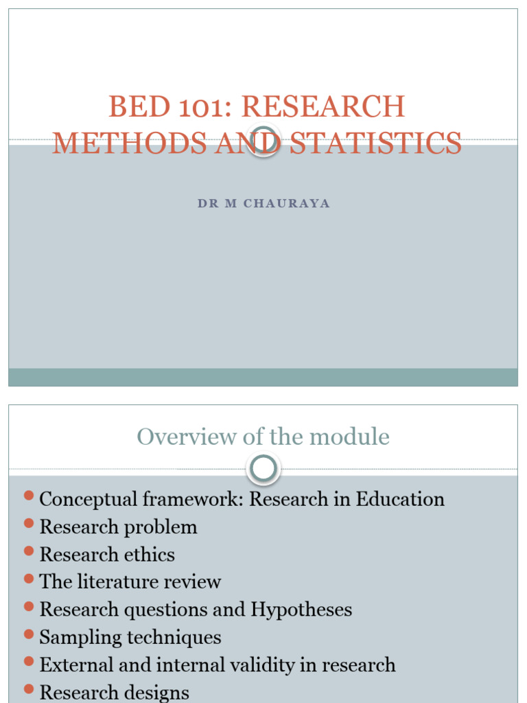 BED 101 RESEARCH Composite Slides 2-1 | PDF | Sampling (Statistics) | Statistics