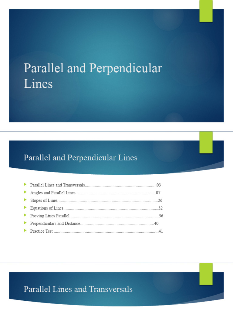 Parallel and Perpendicular Lines | PDF | Line (Geometry) | Perpendicular
