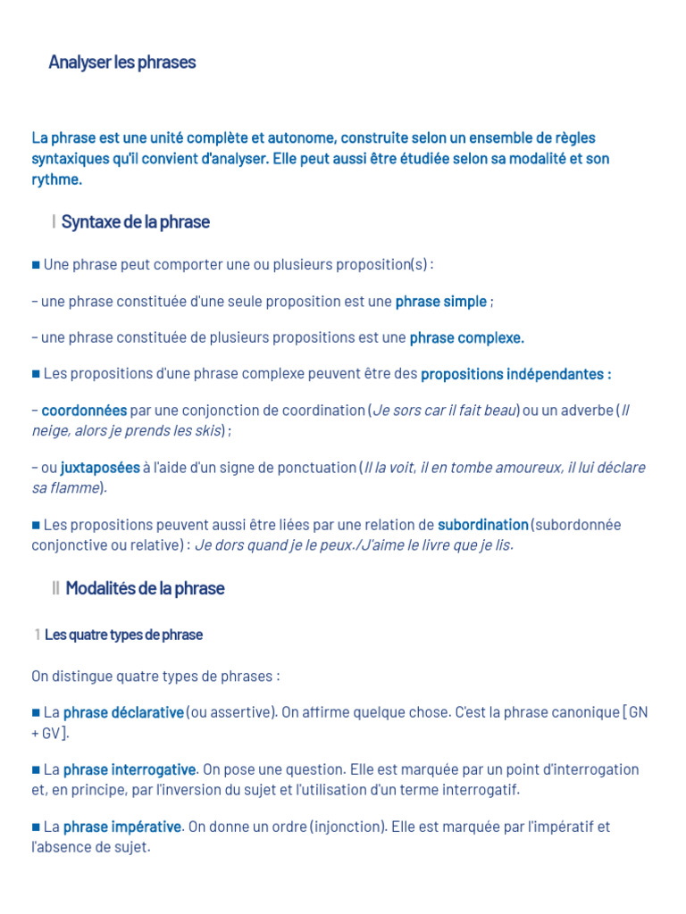 Analyse des phrases en français | PDF | Phrase | Clause
