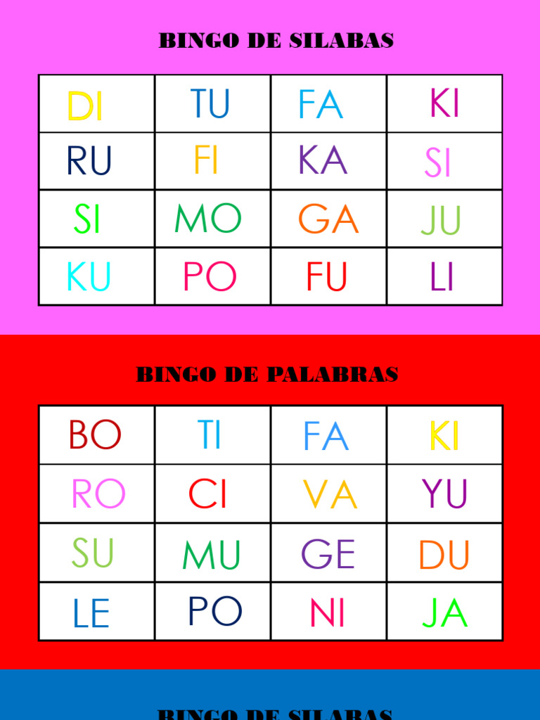 BINGO DE SILABAS | PDF