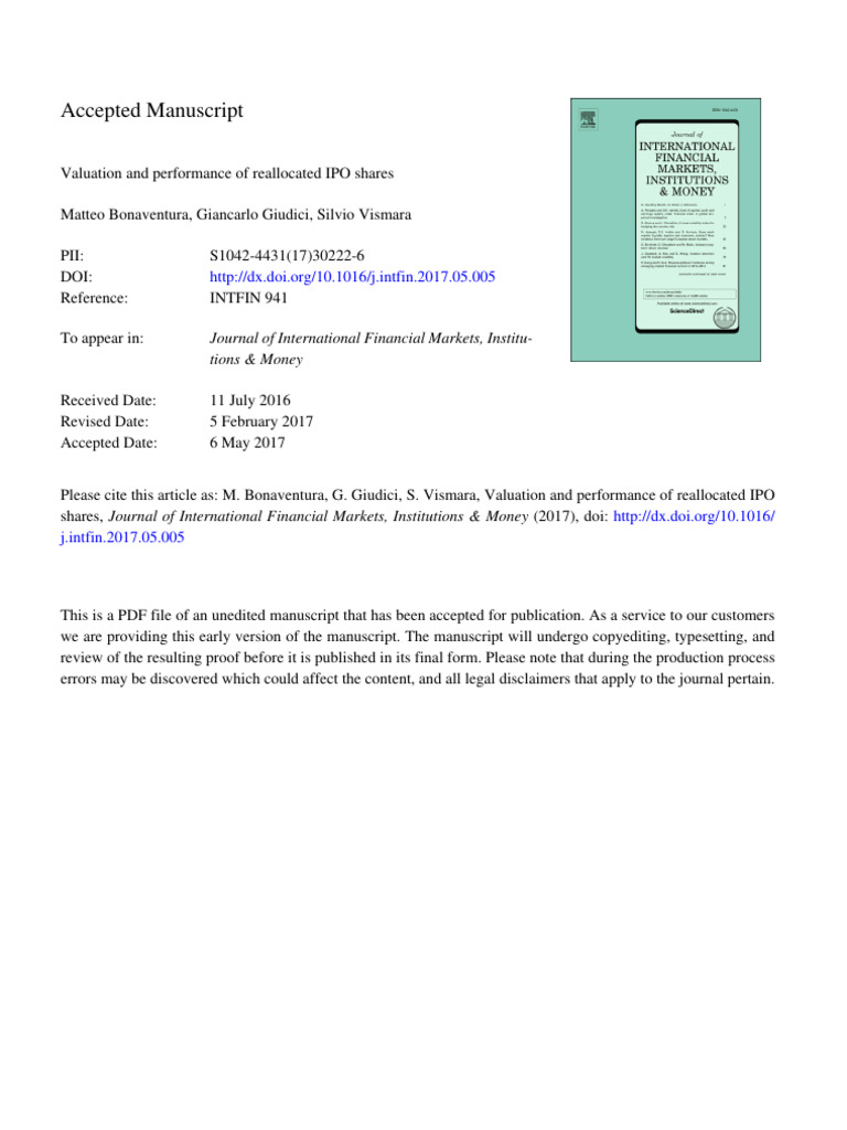 Valuation of Reallocated IPO Shares | PDF | Initial Public Offering ...