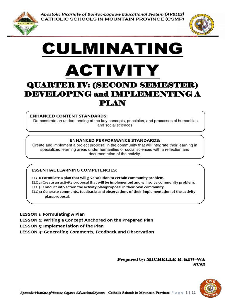 Culminating Activity | Download Free PDF | Planning | Goal