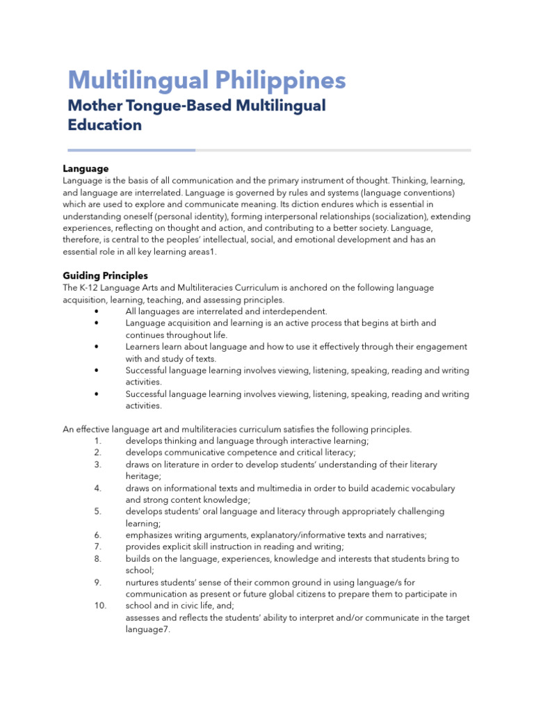 Multilingual Philippines-MTB MLE | PDF | Literacy | Multilingualism