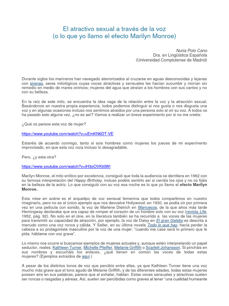 El Efecto Marilyn Monroe | PDF | Vocal | Mujer