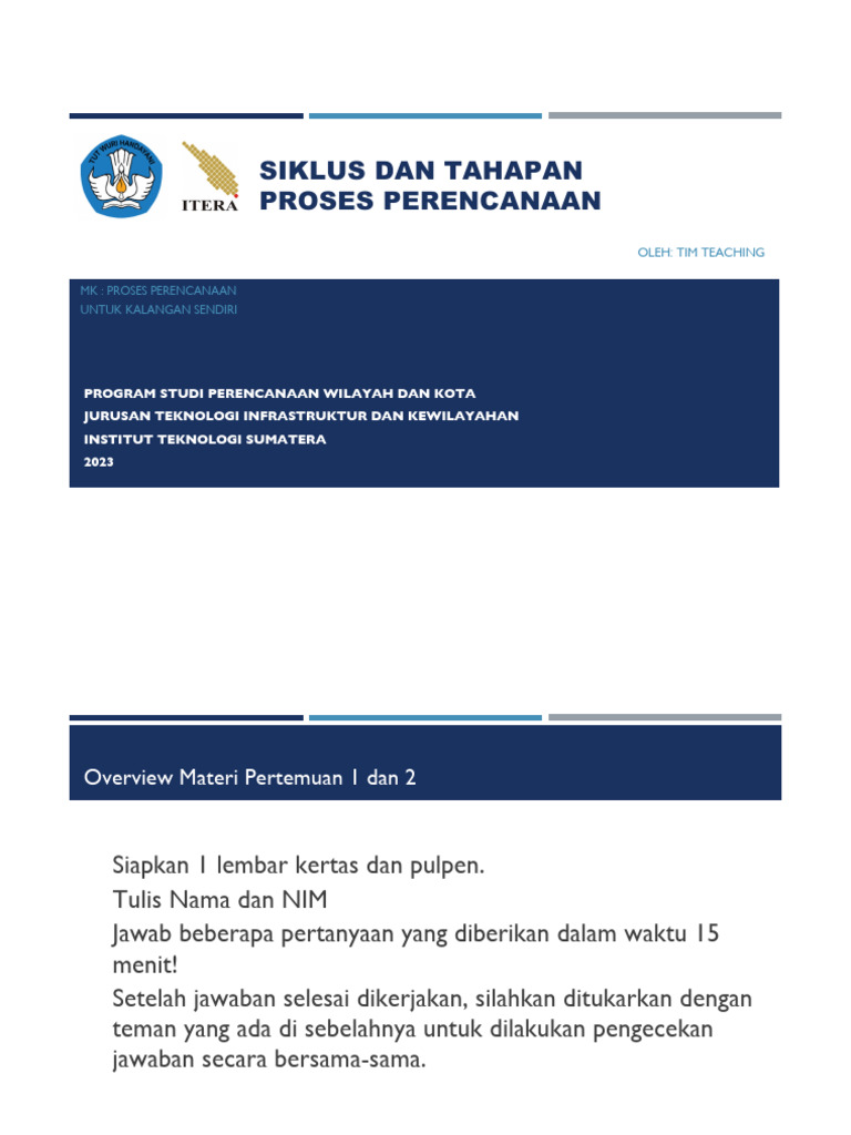 2023 PROSPER MG3 Siklus Dan Tahapan Perencanaan | PDF