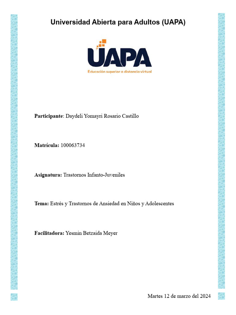 Tarea Vi-7 | PDF | Ansiedad | Trastorno de ansiedad