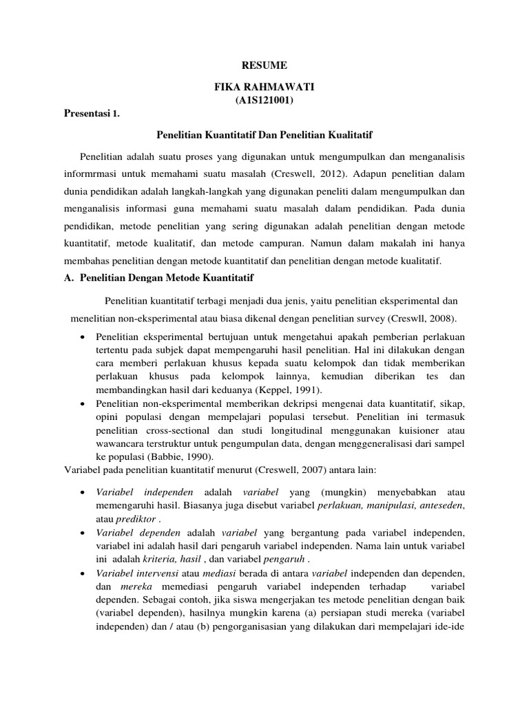 Resume Metode Penelitian | PDF