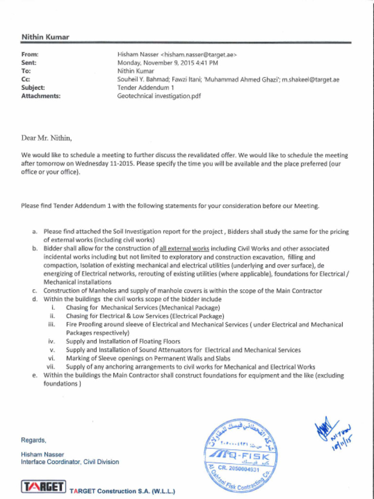 QFisk - Tender Addendum 1 | PDF