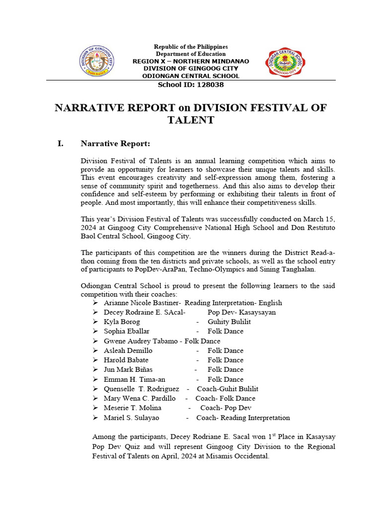 Narrative Report DFOT | PDF | Behavior Modification