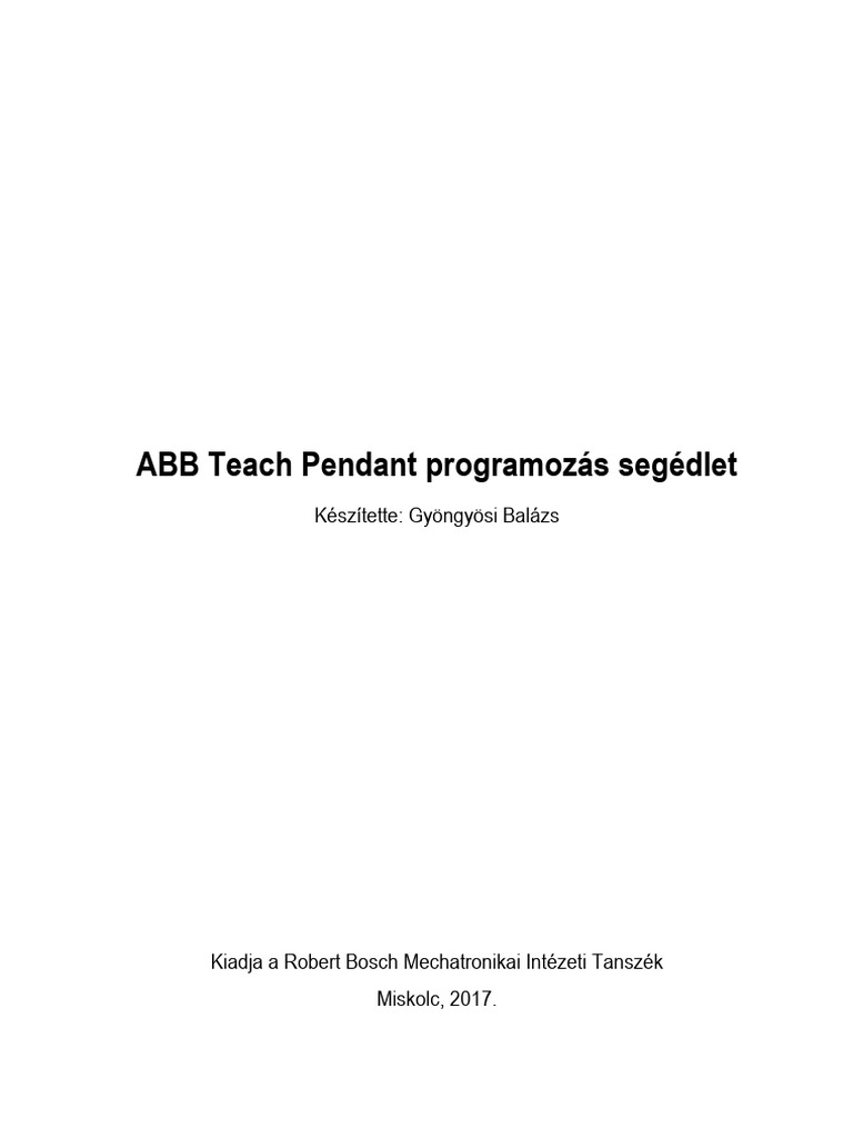 ABB Teach Pendant Programozas Segedlet | PDF