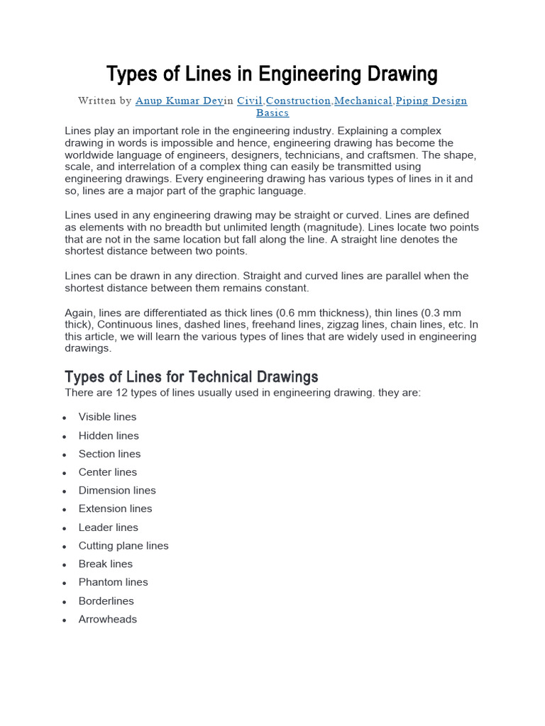 Engineering Drawing Line Types | PDF | Technical Drawing | Geometry