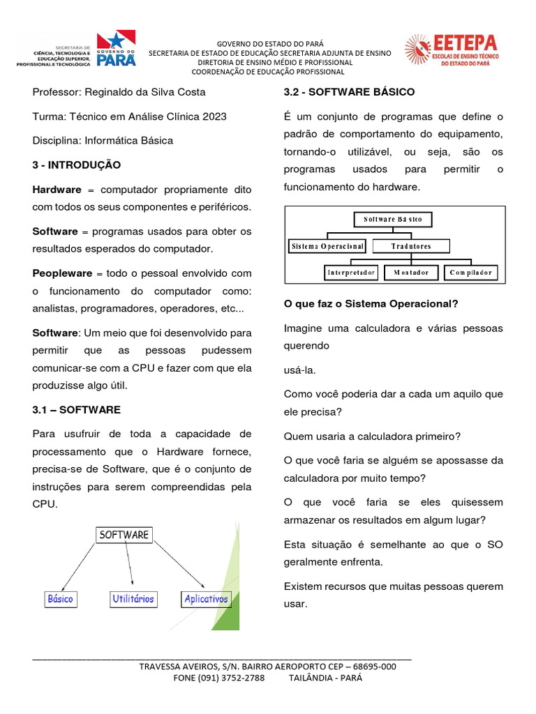 AULA 03 - Software Básico e Aplicativo | PDF | Sistema operacional | Programas