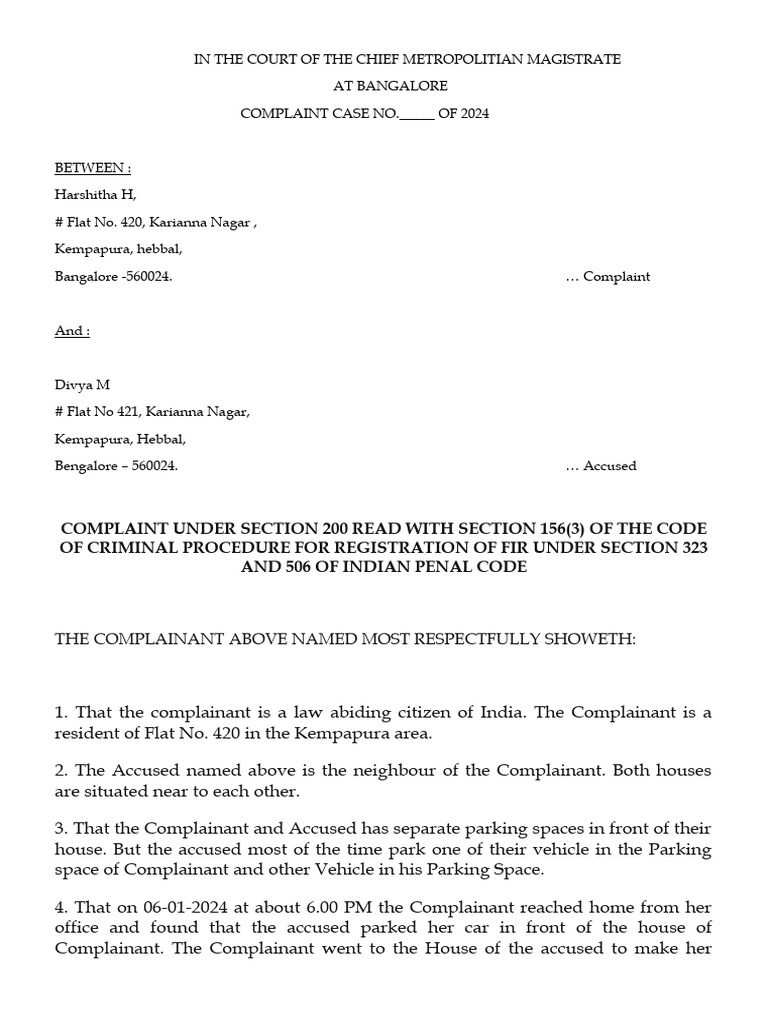 Complaint To Magistrate | PDF | Complaint | Justice