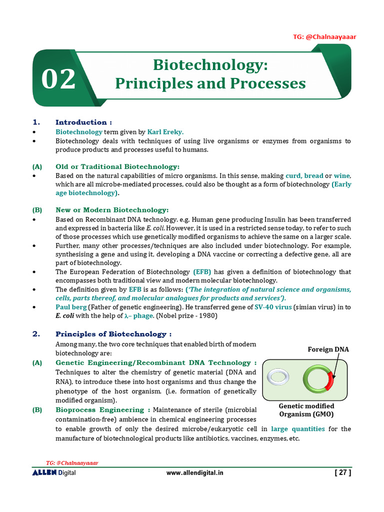 Biotechnology Principles & Processes | PDF | Polymerase Chain Reaction | Restriction Enzyme