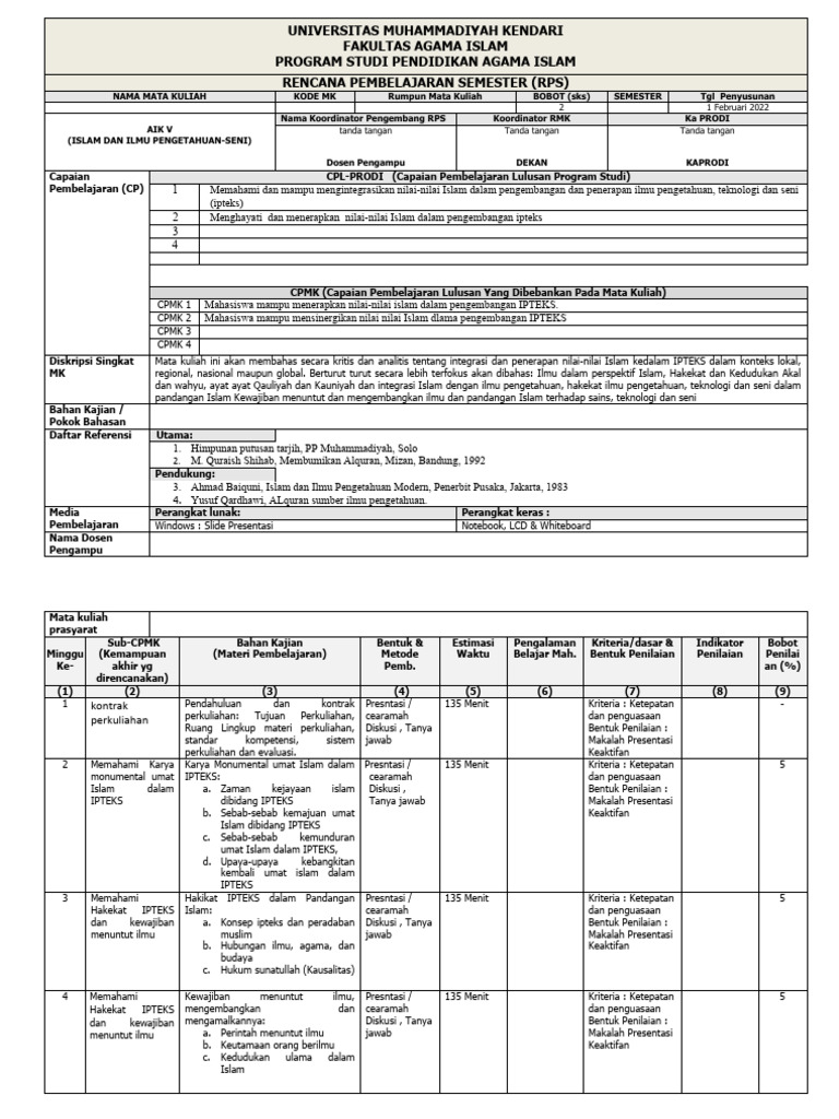 Rps Aik IV (Islam & Ipteks) | PDF