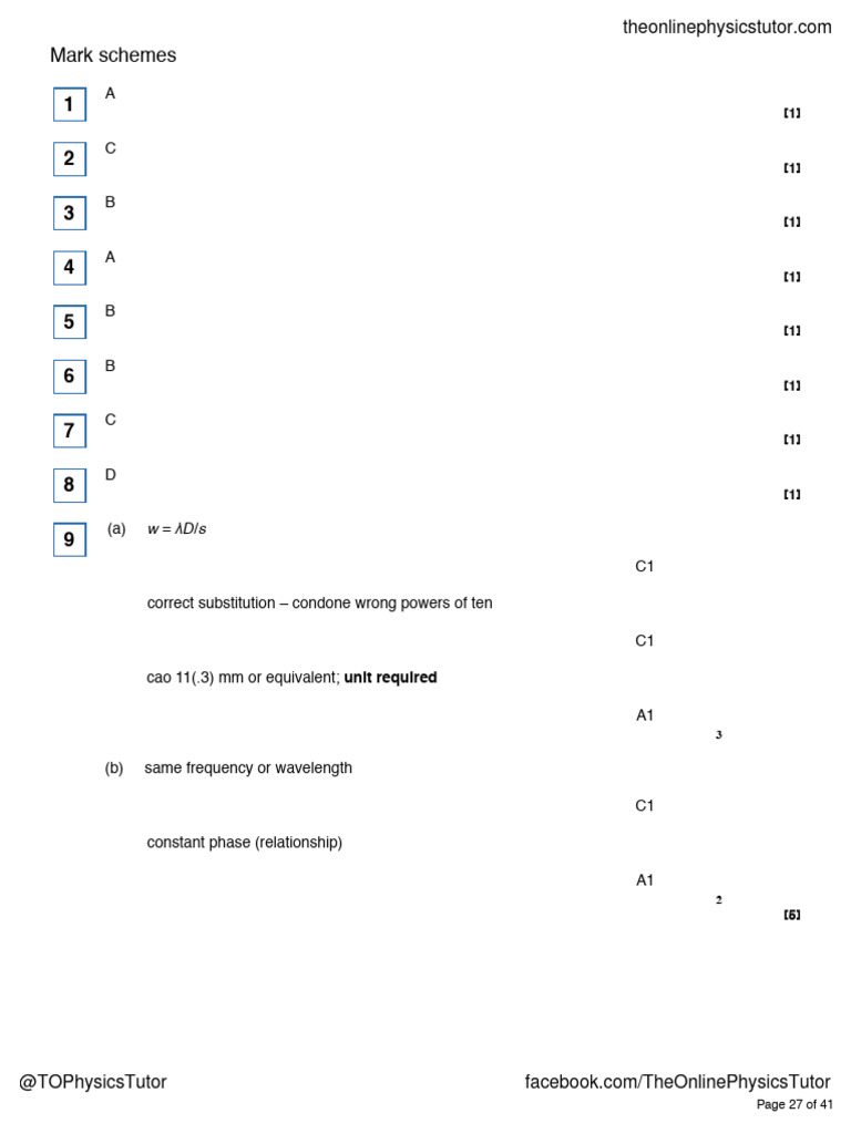 AQA Double Slit Interference Answers | PDF | Diffraction | Wavelength