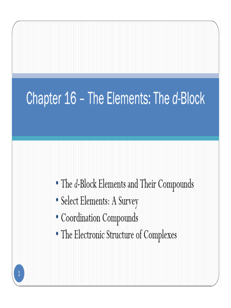 D Block Survey | PDF | Molecular Orbital | Ligand