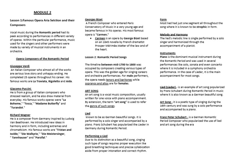 Module 2 Music | PDF | Songs | Opera