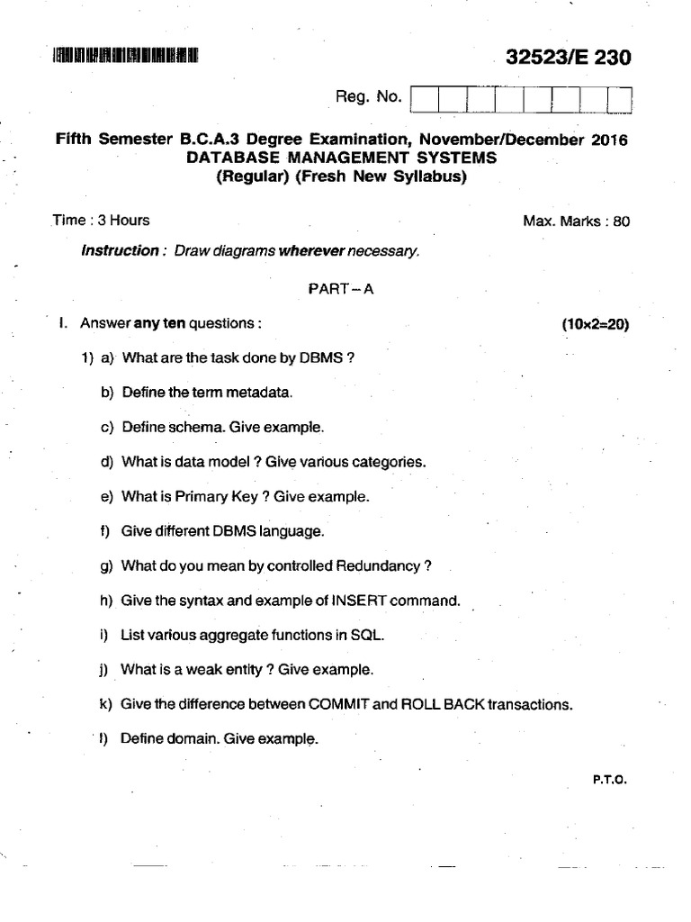 BCA Vsem DBMS 2016 | PDF