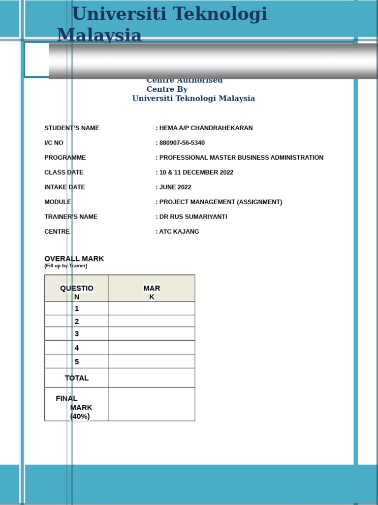 PROJECT MANAGEMENT ASSIGNMENT Done | PDF | Aviation