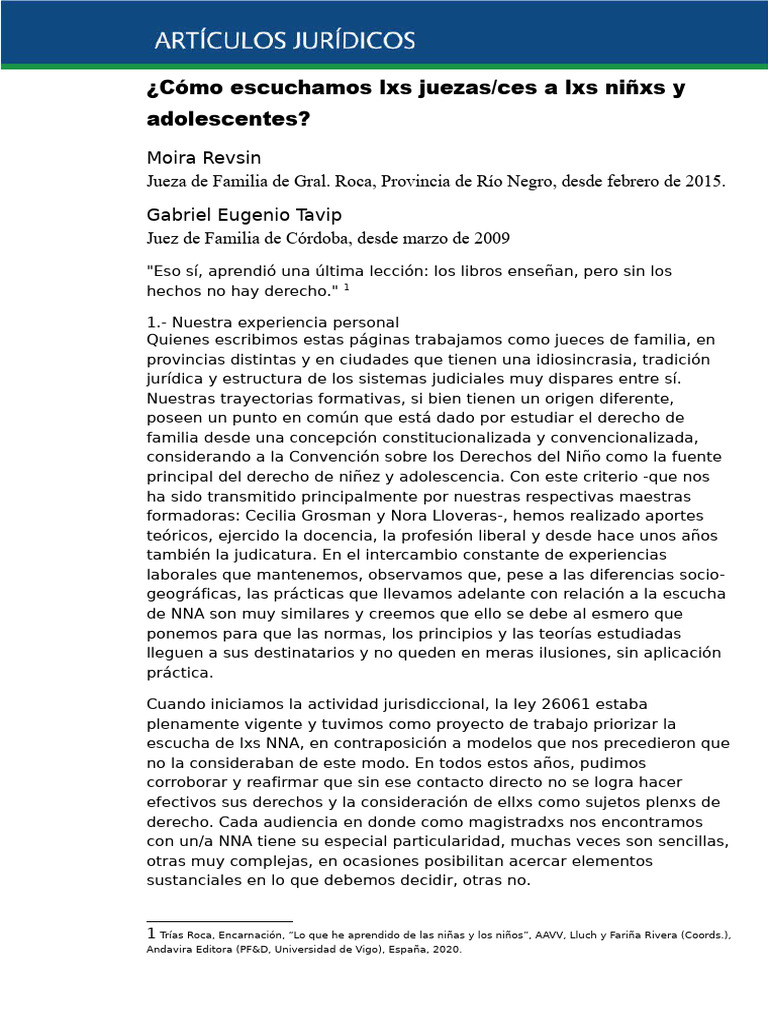 Como Escuchamos Lxs Juezas-Ces A Lxs Niñxs y Adolescentes - Revsin ...