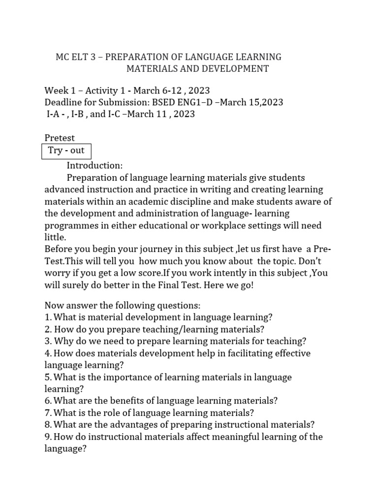 Language Learning Materials Development Guide | PDF