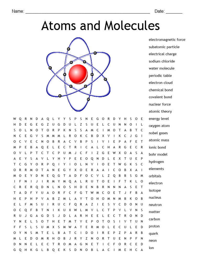 Science Word Search Puzzle | PDF | Chemical Bond | Atoms