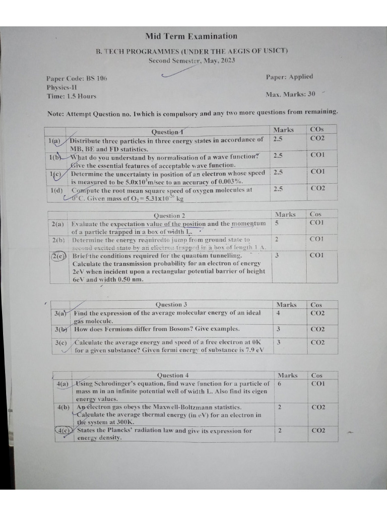 Mid sem and class test | PDF