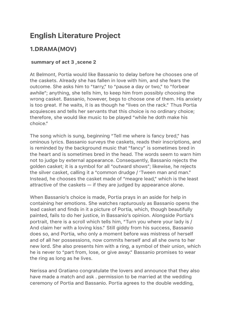 English Literature Project | PDF | The Merchant Of Venice | Plays ...