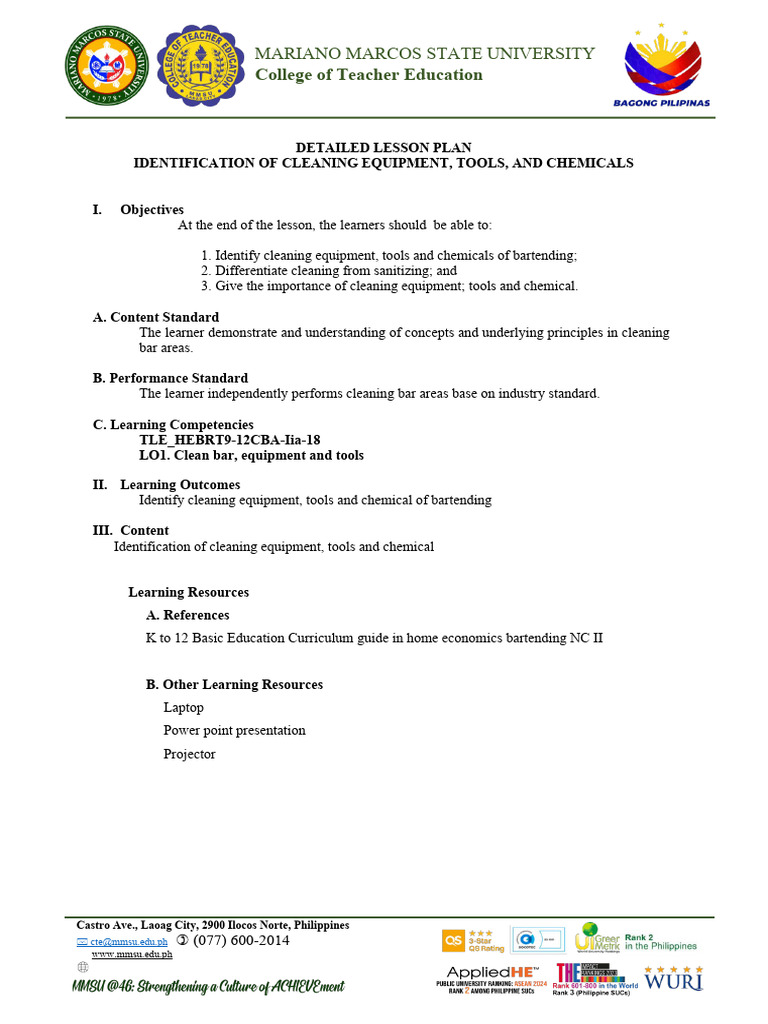 DLP in Bartending | PDF | Teacher Education | Learning