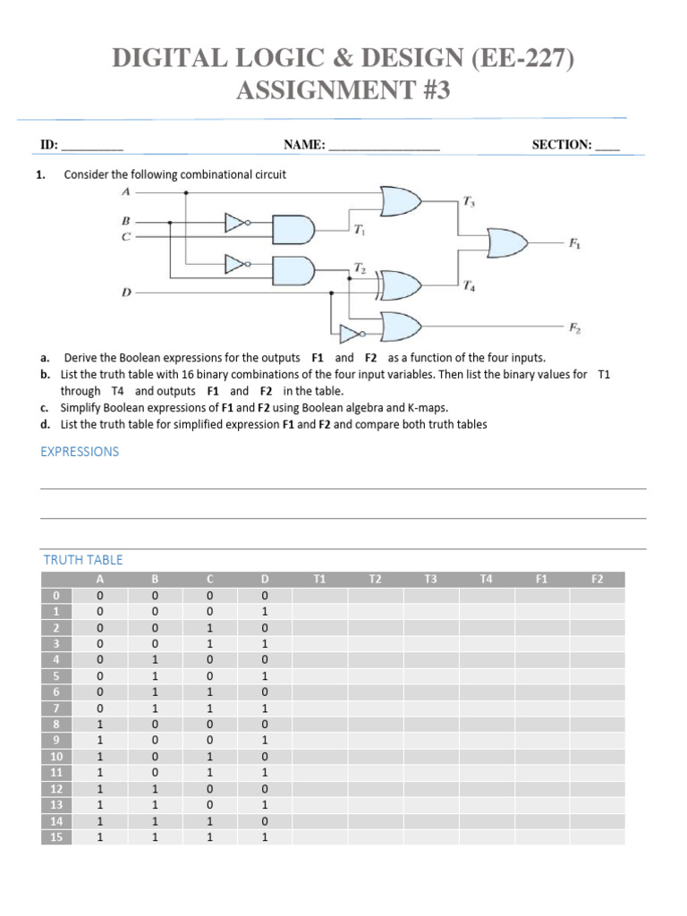 Digital Logic Design Assignment 3 | PDF | Boolean Algebra | Teaching ... Digital Logic Design Assignment 3 | PDF | Boolean Algebra | Teaching ...