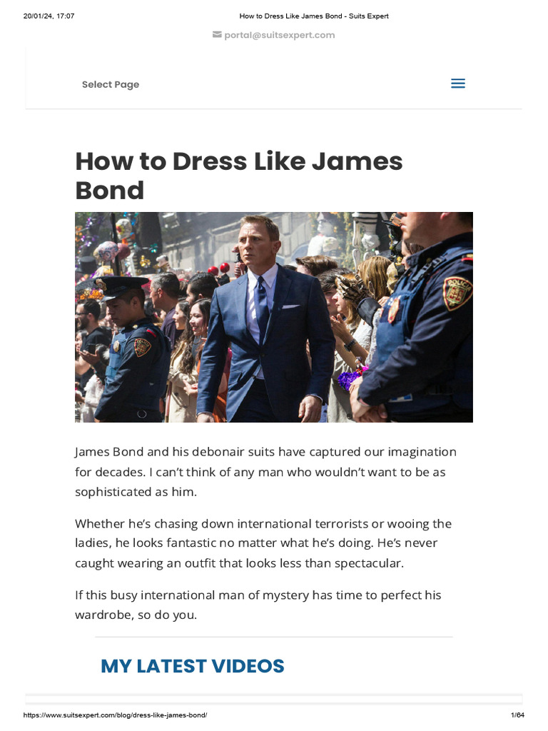 Dress Like James Bond: Style Guide | PDF | Trousers | Clothing